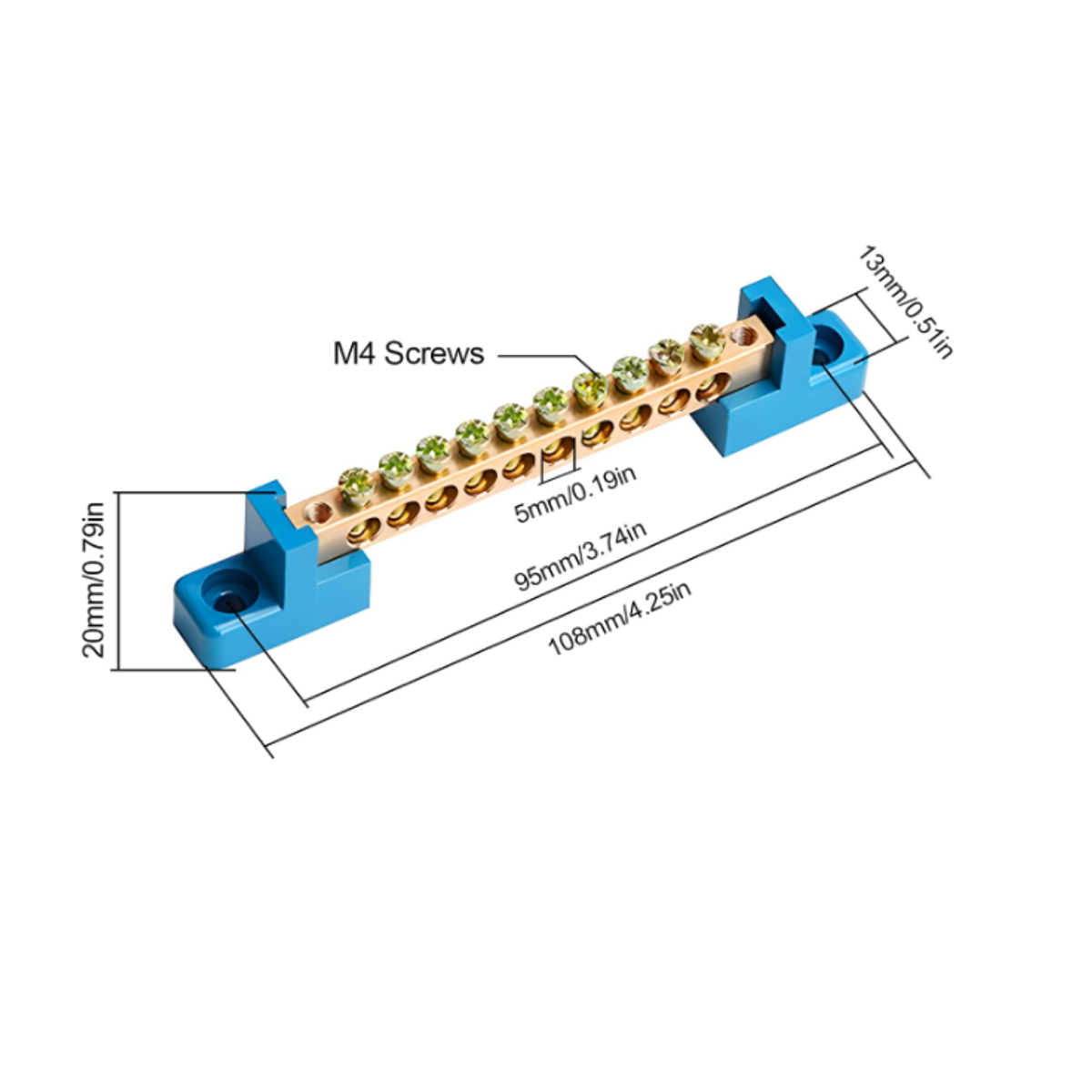 BARRA DE CONEXION A TIERRA DE 10 POSICIONES, COLOR AZUL. | MCR ...