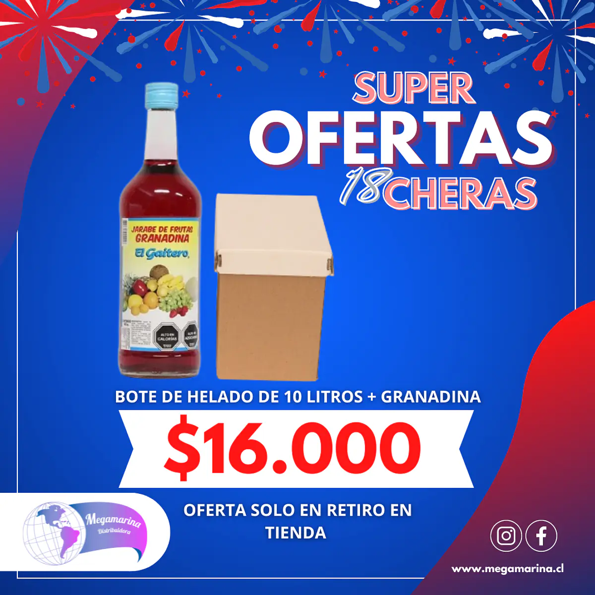 Bote de helado de piña de 10 litros + granadina | Distribuidora Megamarina