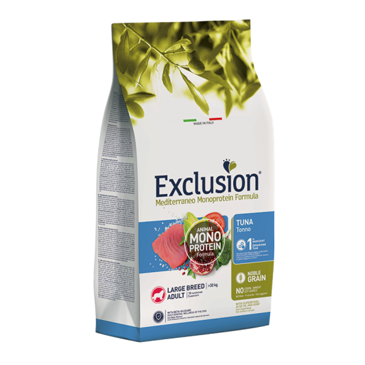 Exclusion Noble Grain Atum p/Adulto Grande 12Kg