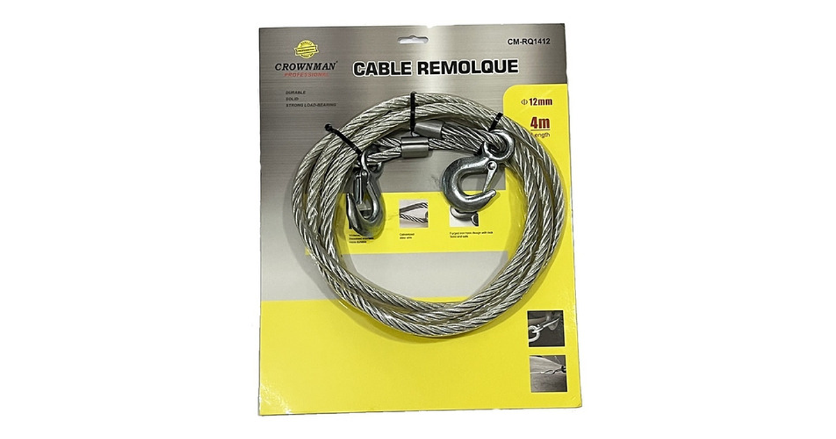 Cable De Remolque Auto Piola Acero 7000kgs 12mm X 4m