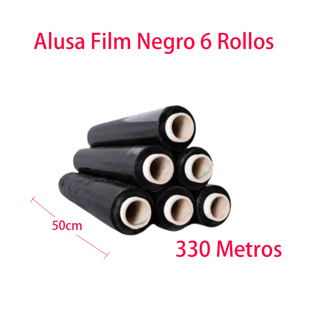 Alusa Film Negro 6 Rollos Para Embalaje ( 50cm x 330m )