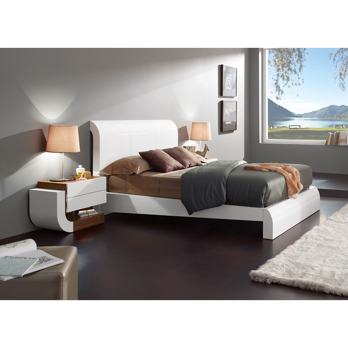 Lee Colection Bed White Gloss / Mink S Mate