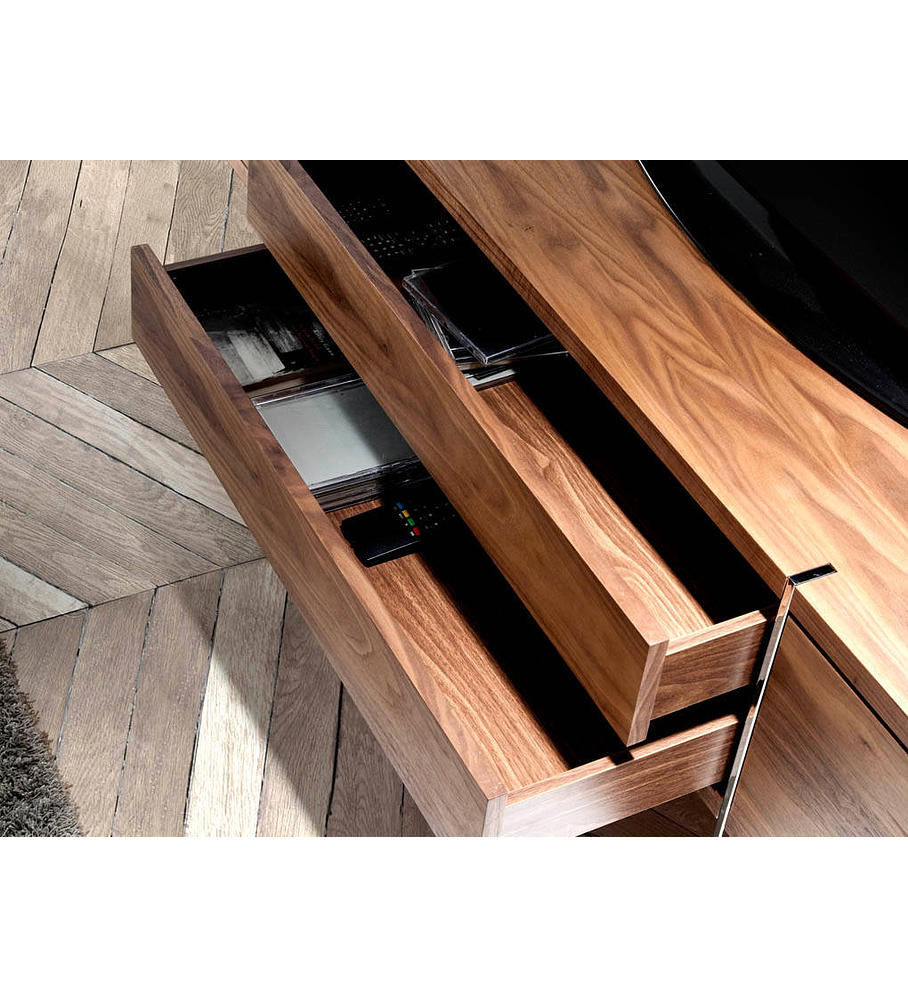 Móvel de TV folheado a madeira de Nogueira