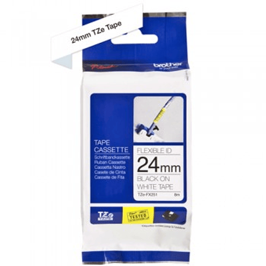 Cinta TZeFX251 24 mm Ngr/Blc Flexible