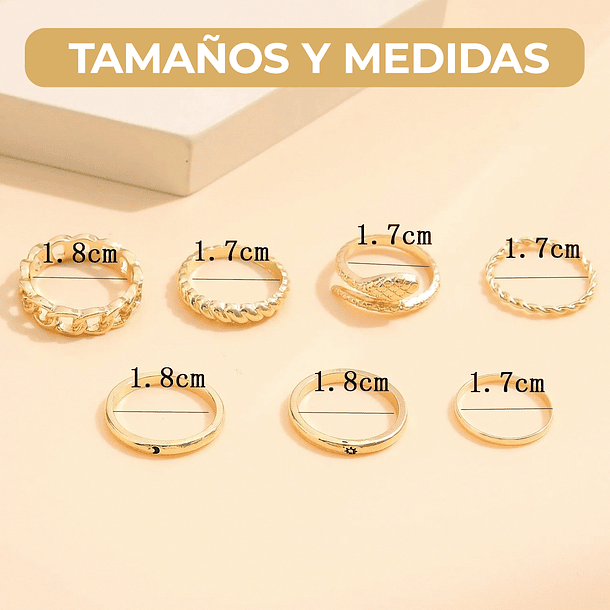 Set De 7 Anillos Vintage Varios Modelos Joyería Para Mujer