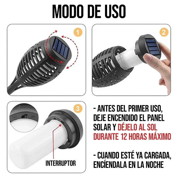 Lámpara Solar Luz Estaca Patio Antorcha Flama Jardín