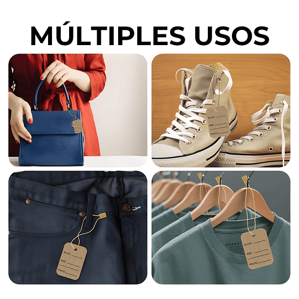 100 Etiquetas Tags De Papel Kraft Para Precios Ropa 5x3cm