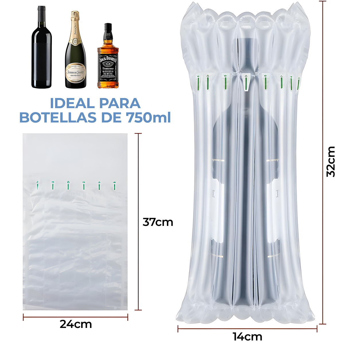 Bolsas De Aire Inflable Protector Envoltura Botella Vino