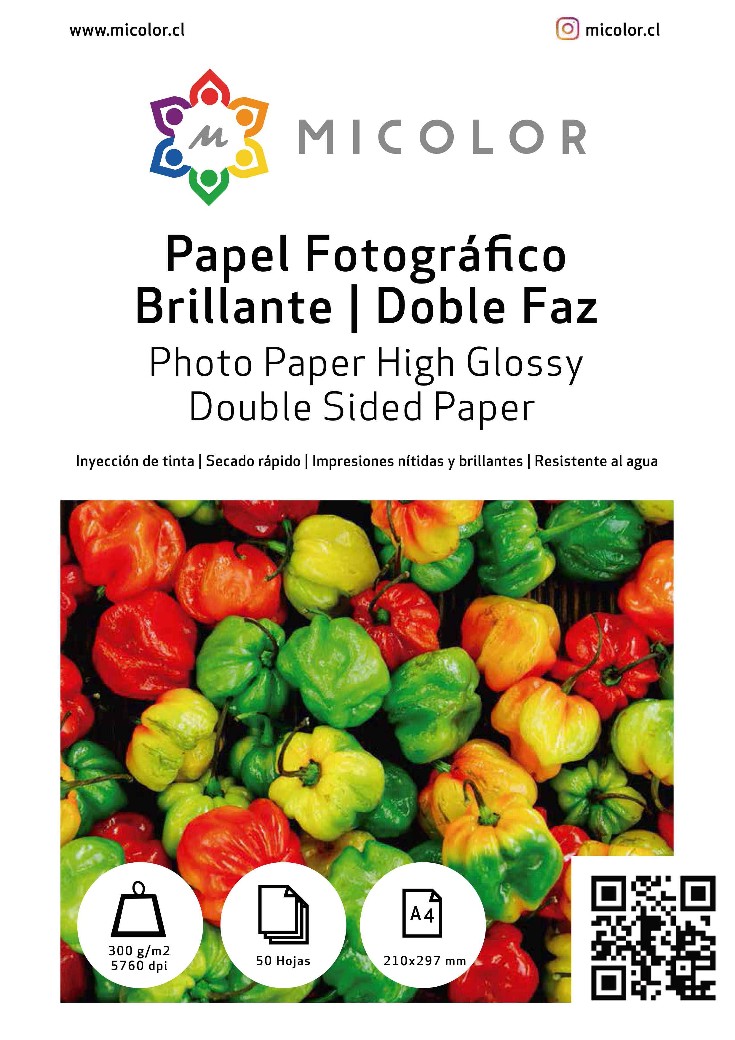 Papel fotografico brillante doble faz 300g / 1000 hojas