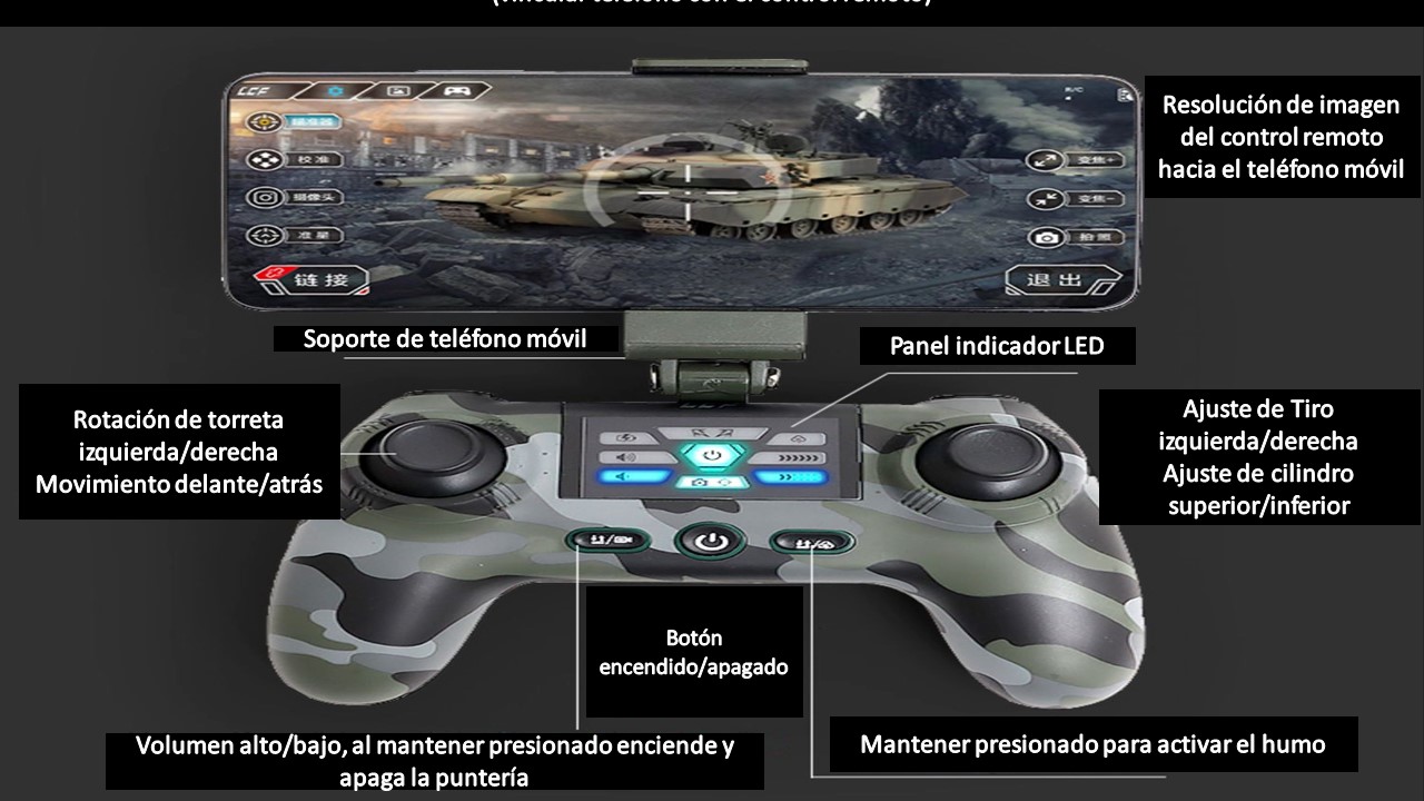 Tanque Blindado TJ001 radiocontrolado con Orugas Metálicas