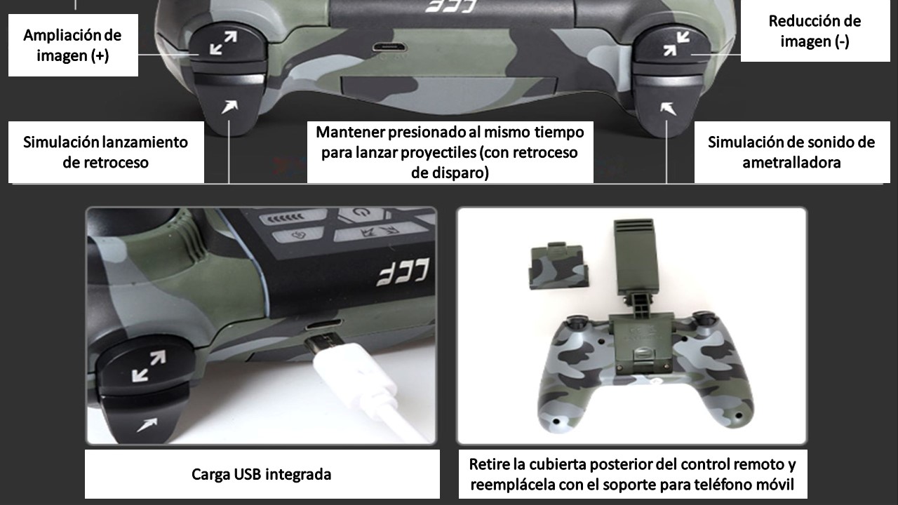 Tanque Blindado TJ001 radiocontrolado con Orugas Metálicas