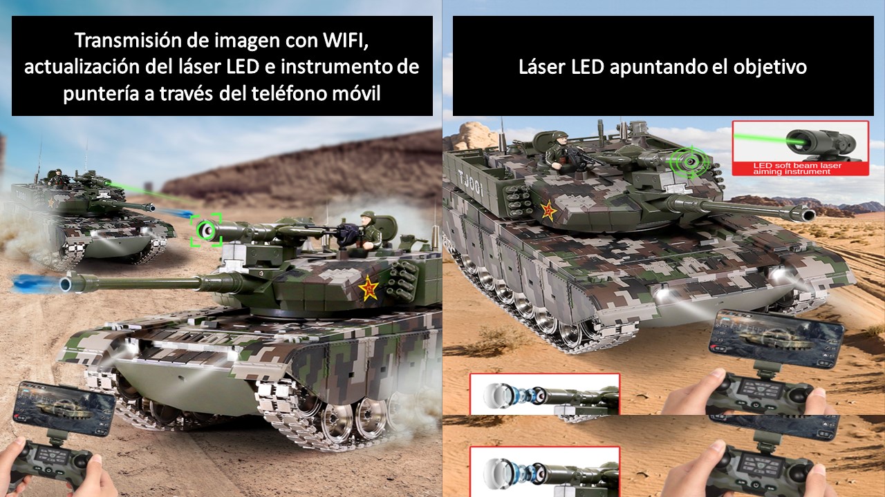 Tanque Blindado TJ001 radiocontrolado con Orugas Metálicas