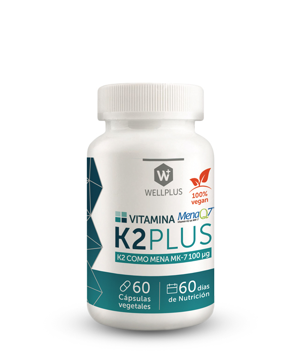K2 PLUS, Vitamina K2, 60 cápsulas, Wellplus