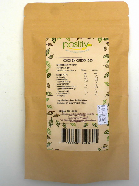 coco en cubos, 100g, Positiv