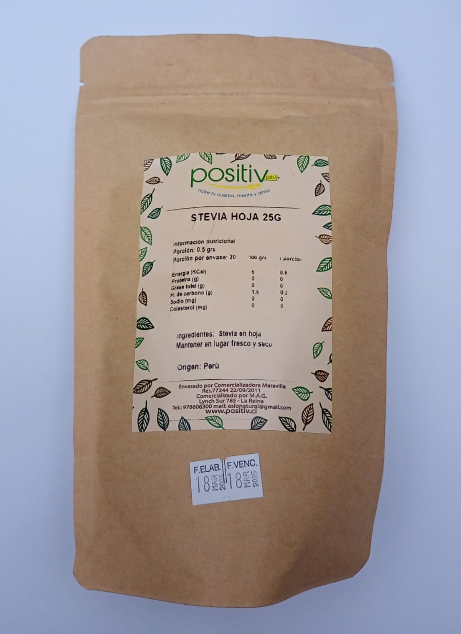 Stevia en hoja, 25g, Positiv