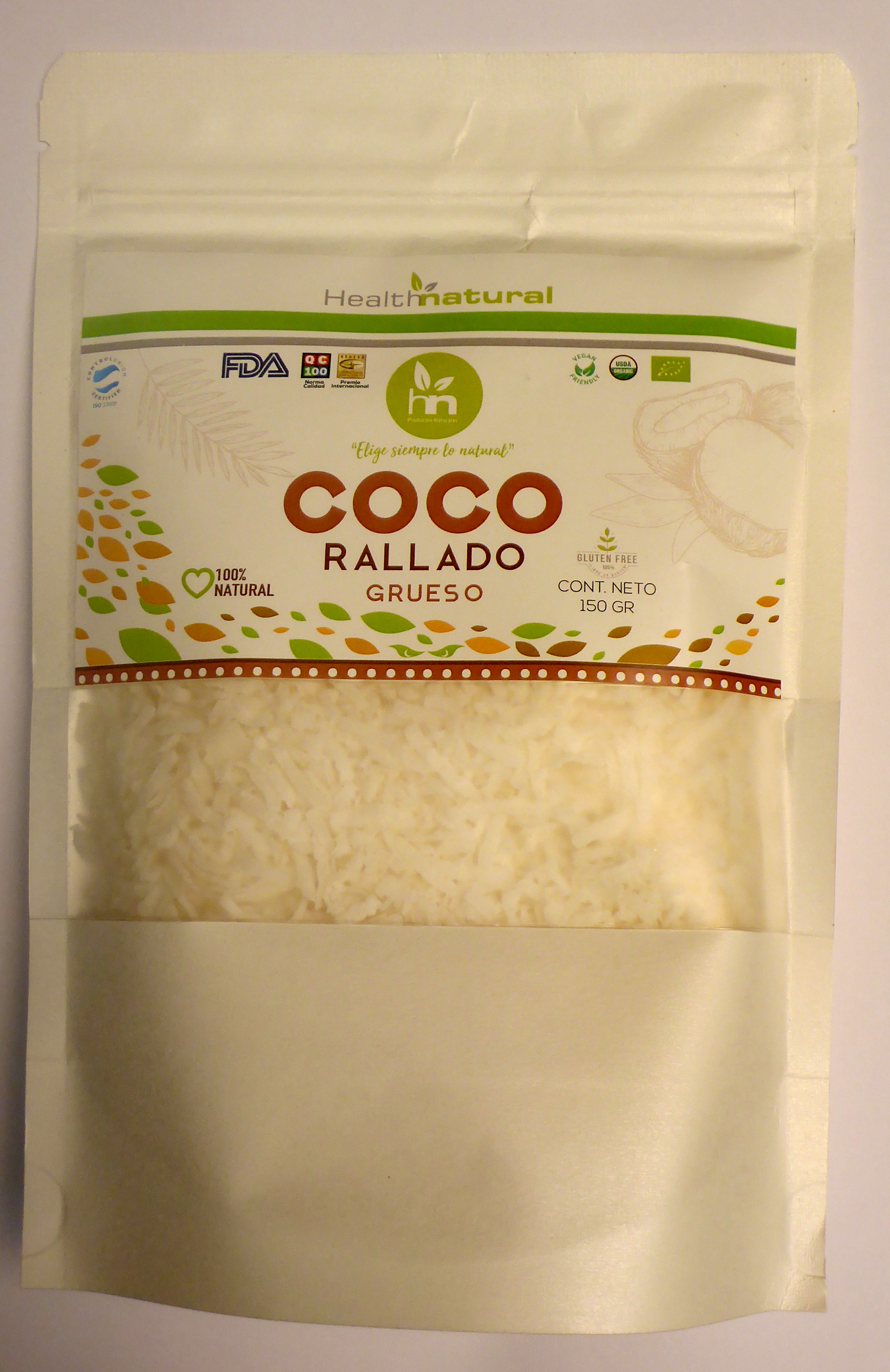 Coco rallado grueso, 150g, Health Natural