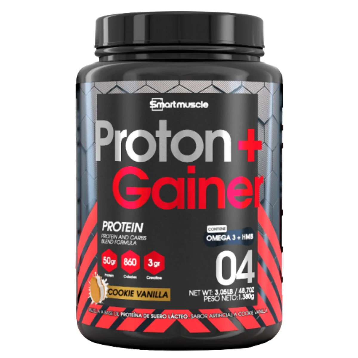 Proton + Gainer Cookie Vainilla 3.05 Libras Smart Muscle