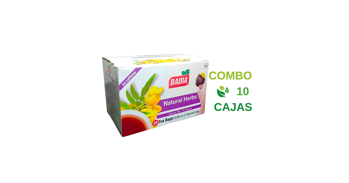 Combo Té Badia Natural Herbs 25 sobres por 10 Unidades