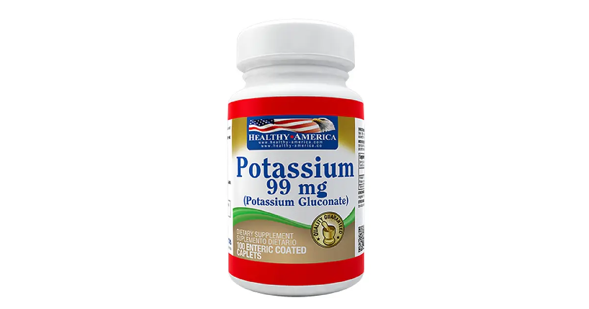 Potassium 99mg 100 caplets Healthy America