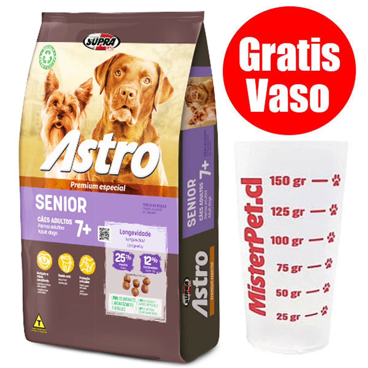 Gratis Vaso + Astro Perro Senior 14 kg
