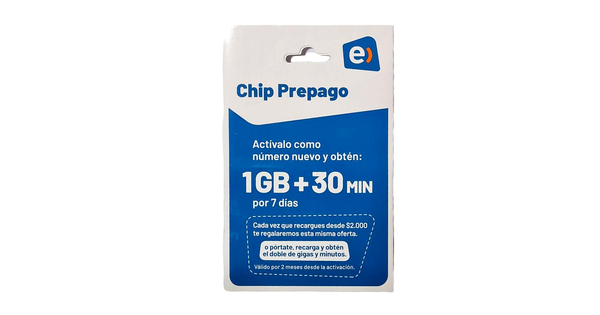 Sim Card Entel 1Gb + 30min 3000010