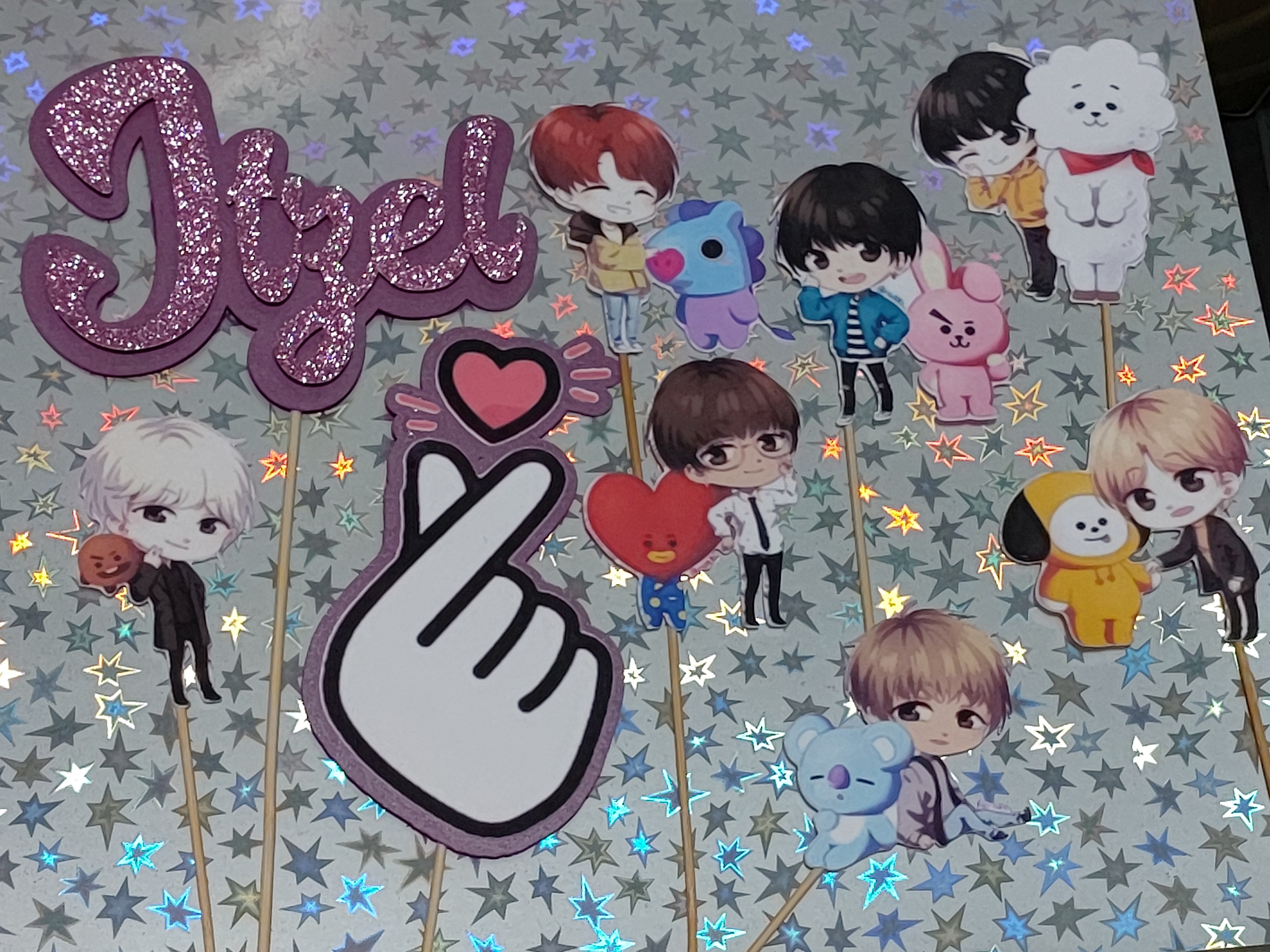 Set topper para pastel BTS