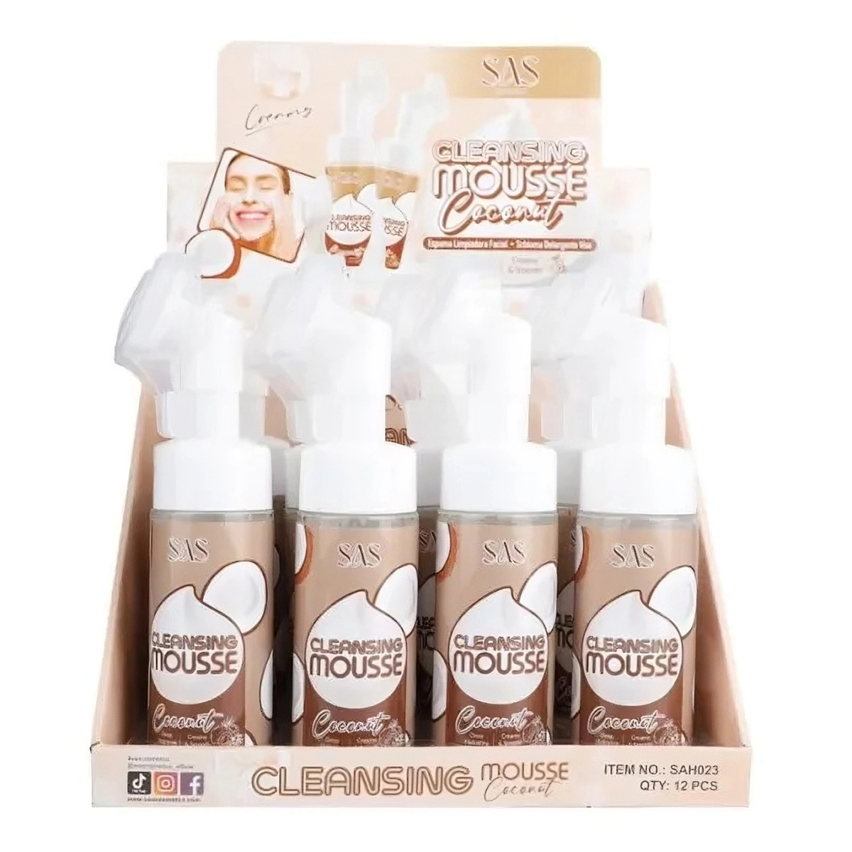 Display 12 Und de Espuma Limpiadora Facial SAS Cosmetics Coc
