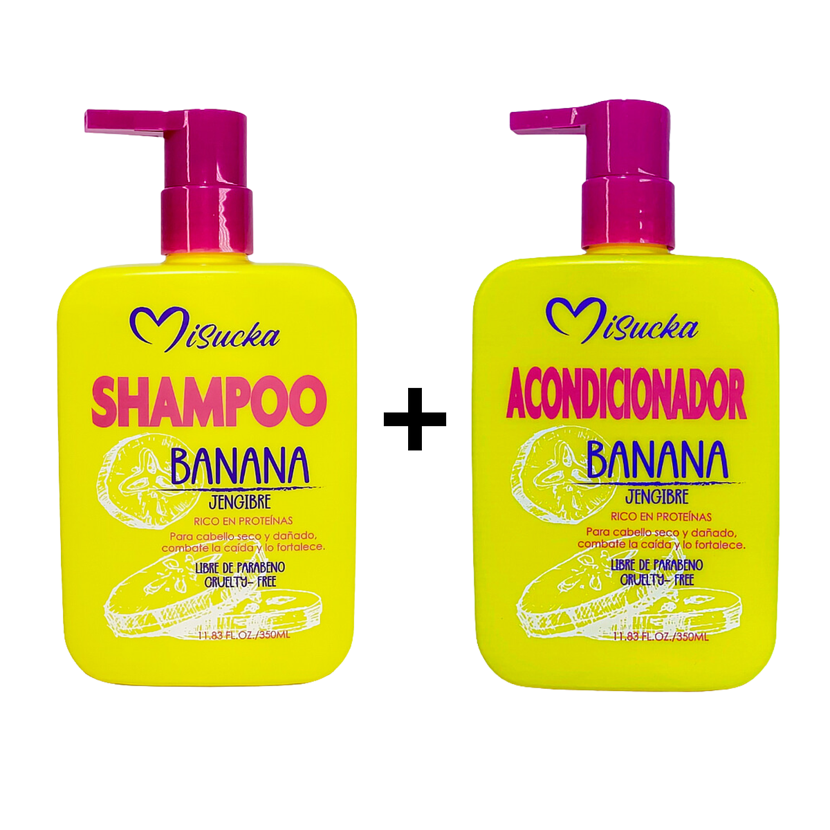 Pack Shampoo y Acondicionador MiSucka de Banana y Jengibre