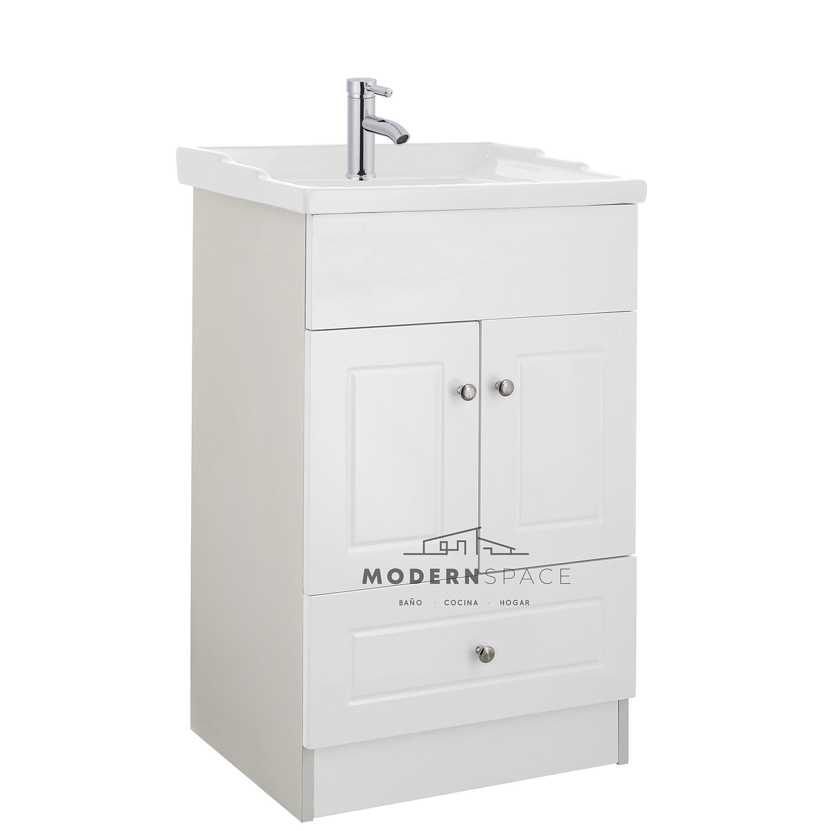 Mueble Vanitorio Mas Cubierta Lacado Blanco 60x47 Cm