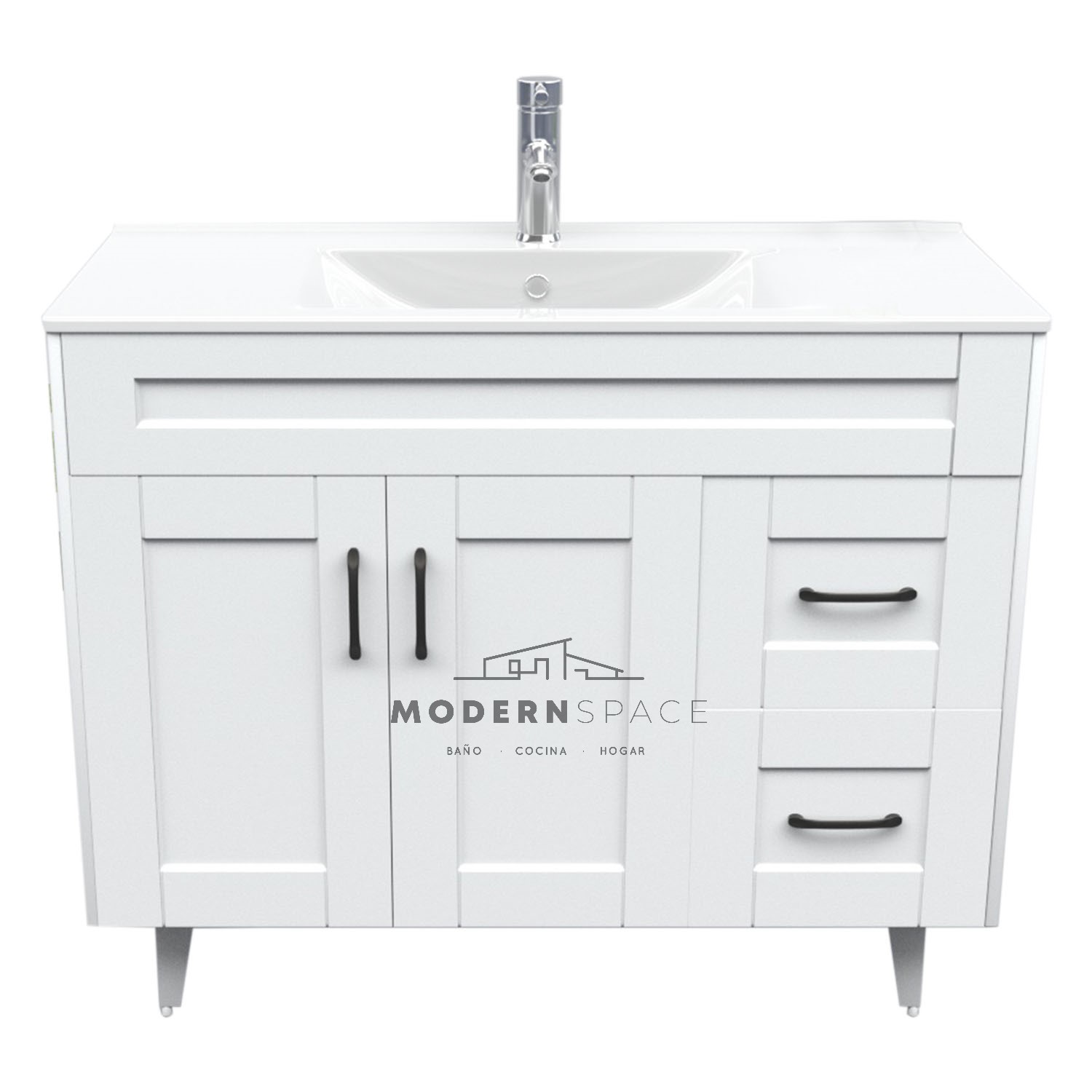 Kit Vanitorio 60x47cm Deluxe Blanco Con Patas, Completo