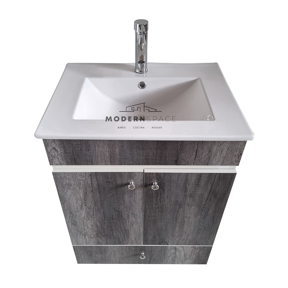 Vanitorio Mdf 60x47cm Con Patas, Loza Y Griferia