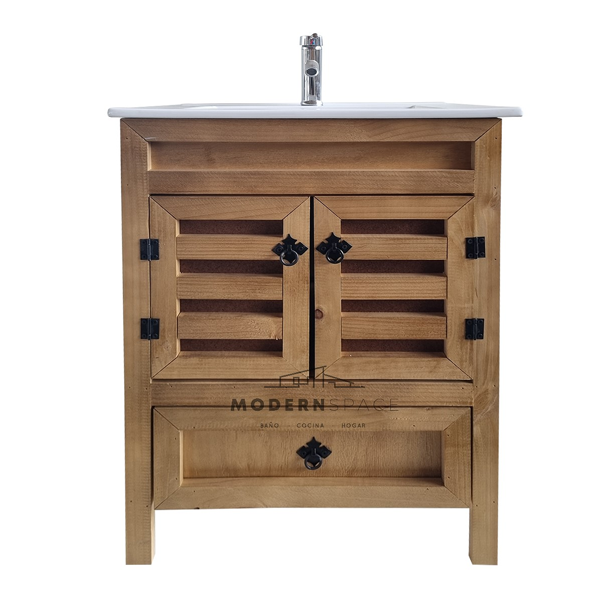 Vanitorio Rustico 60x47cm Con Patas, Loza Y Griferia