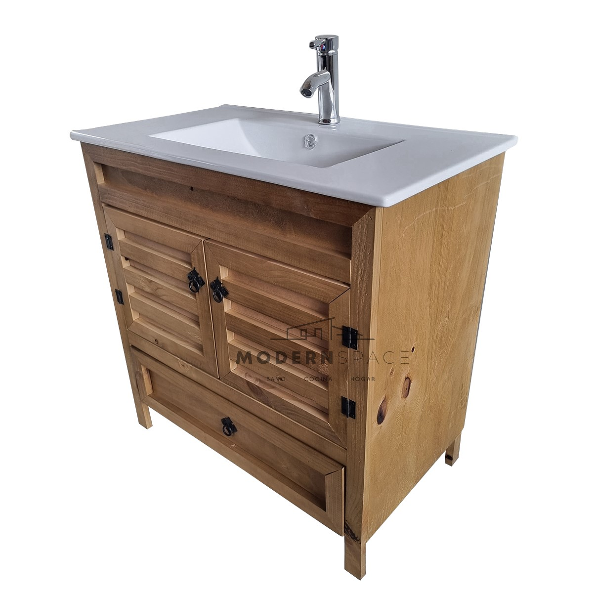 Vanitorio Rustico 60x47cm Con Patas, Loza Y Griferia