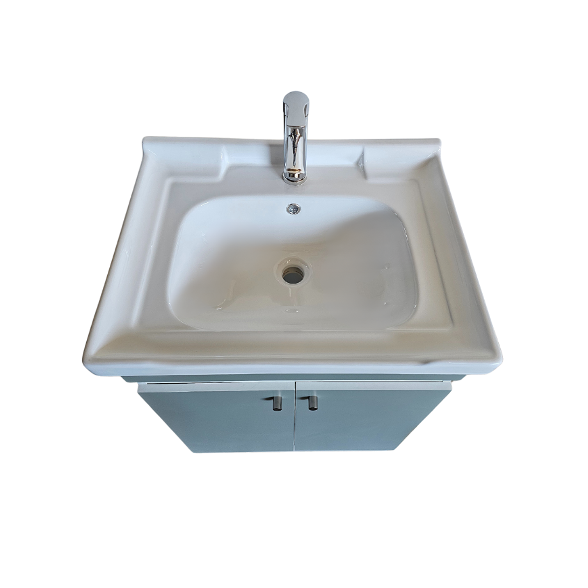 Vanitorio Mdf 60x47cm Verde Glacial Loza Con Borde +grifería