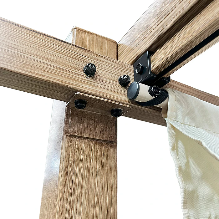 Pérgola rústica con Tela Retráctil 3x4mt Marfil
