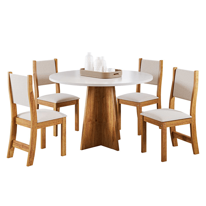 Juego de Comedor Redondo 4 sillas Imperio Beige