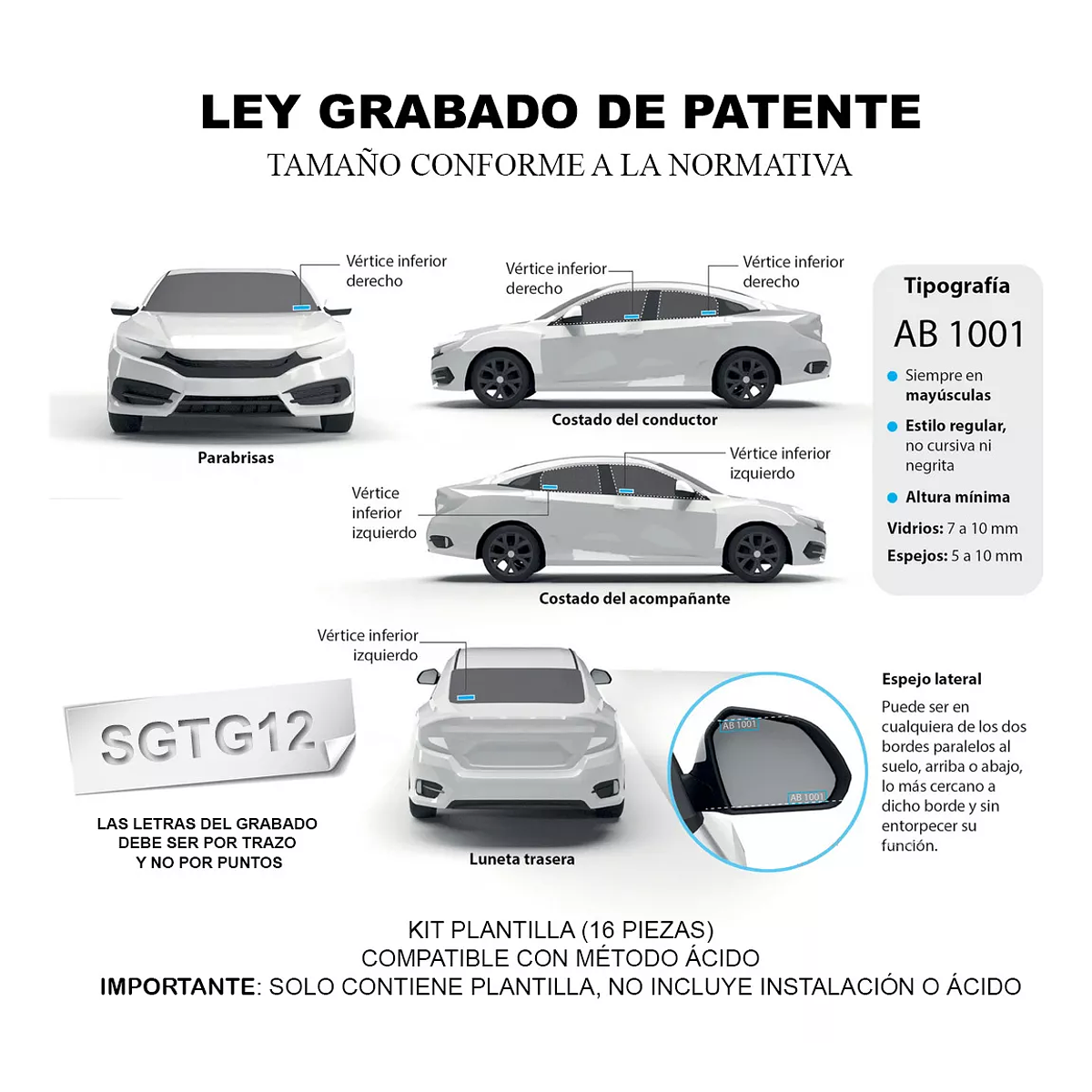 Plantilla para grabado de patente