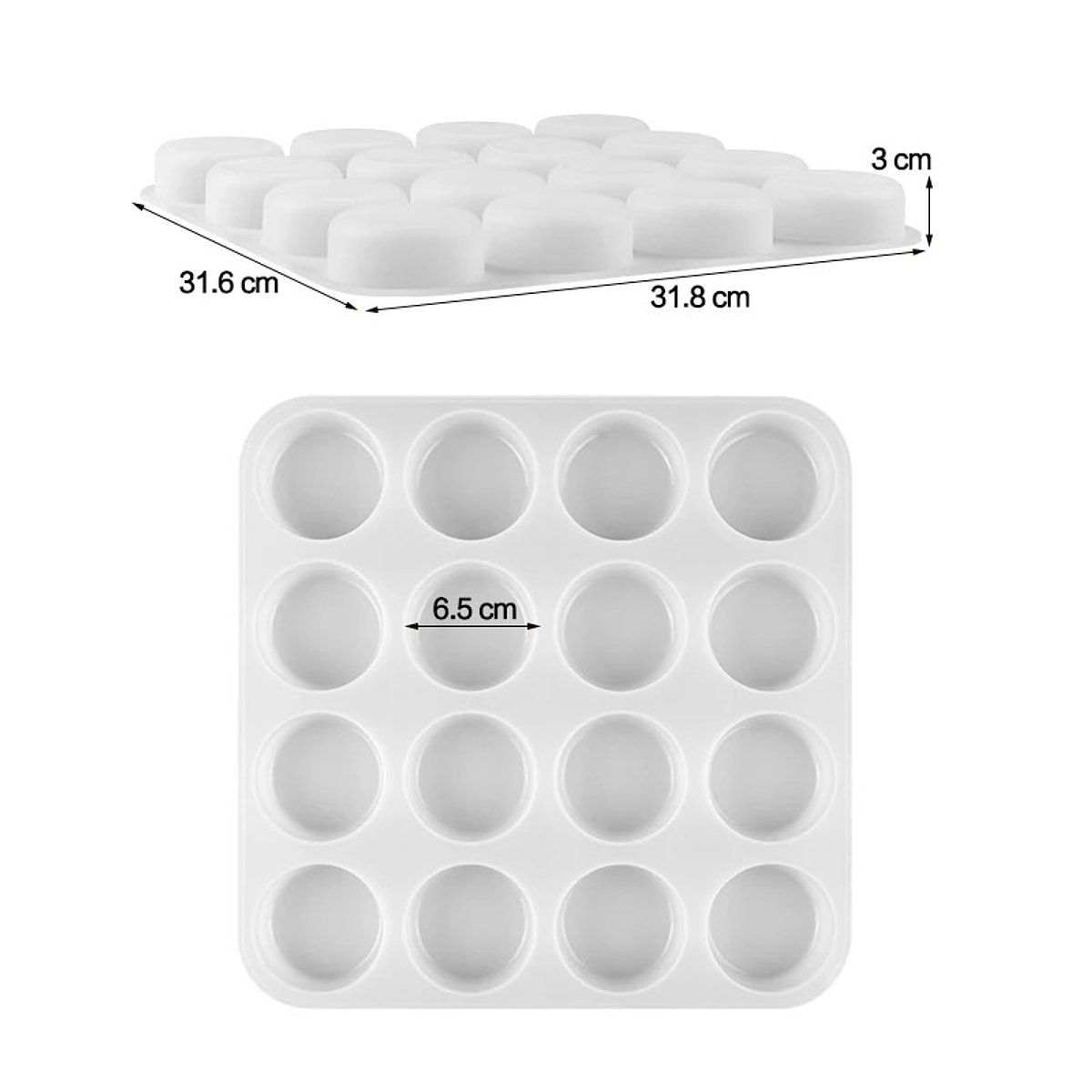Molde circular bordes redondos 16 cavidades
