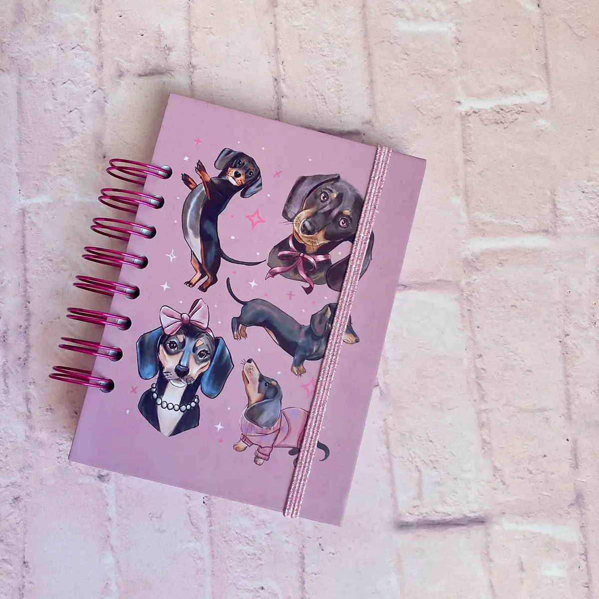 Libreta a6 de bolsillo Perritos Salchicha elegantes