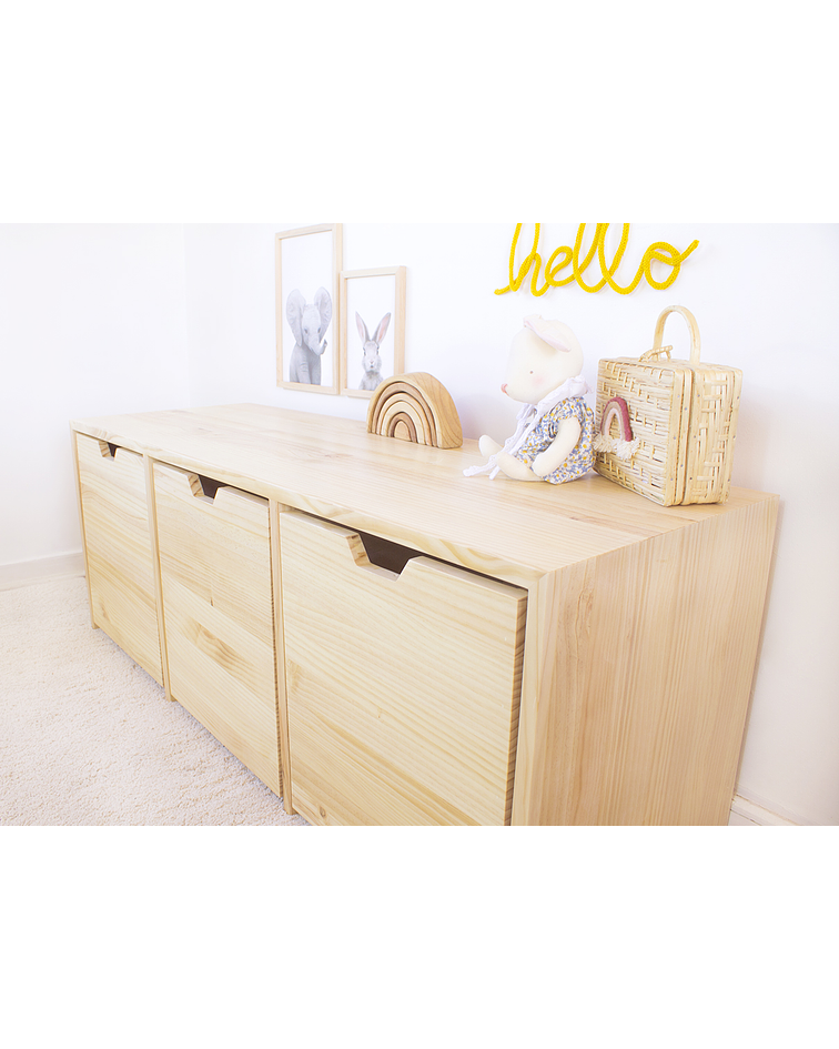 Mueble organizador madera / cajones con ruedas