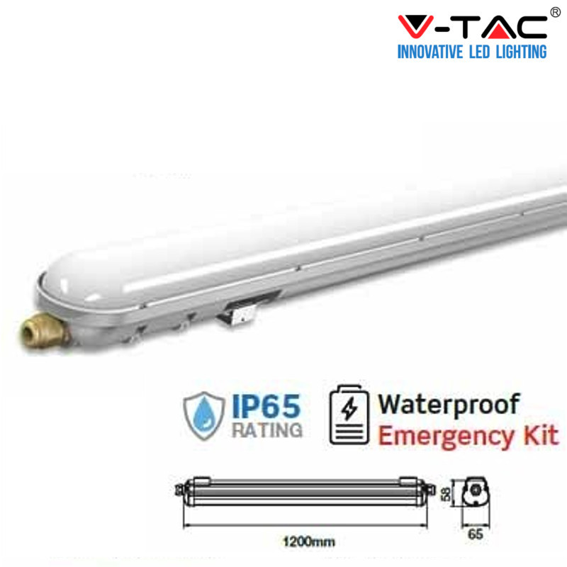 Armadura De Emergência Compacta LED 36W 120CM Luz Fria