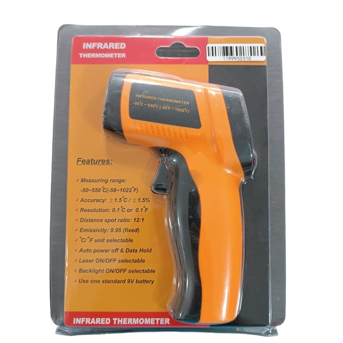 Termómetro infrarojo (-30°C - 550°C)