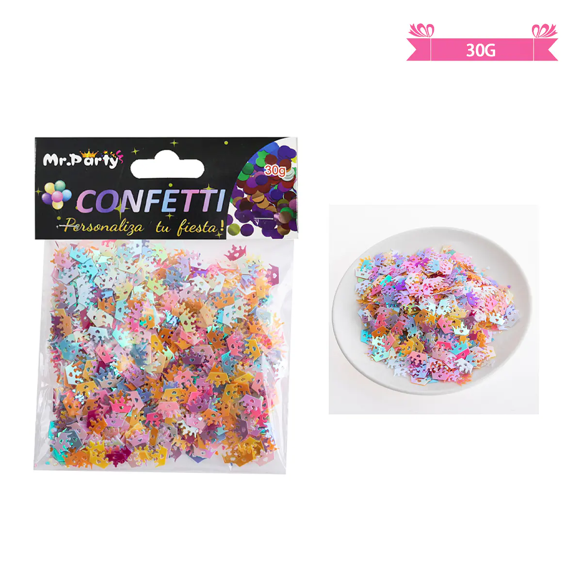 Confetti metálico de corona colores surtidos 30g