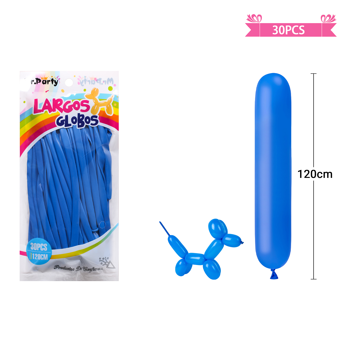 Globos largos azul oscuro 120cm 30pcs
