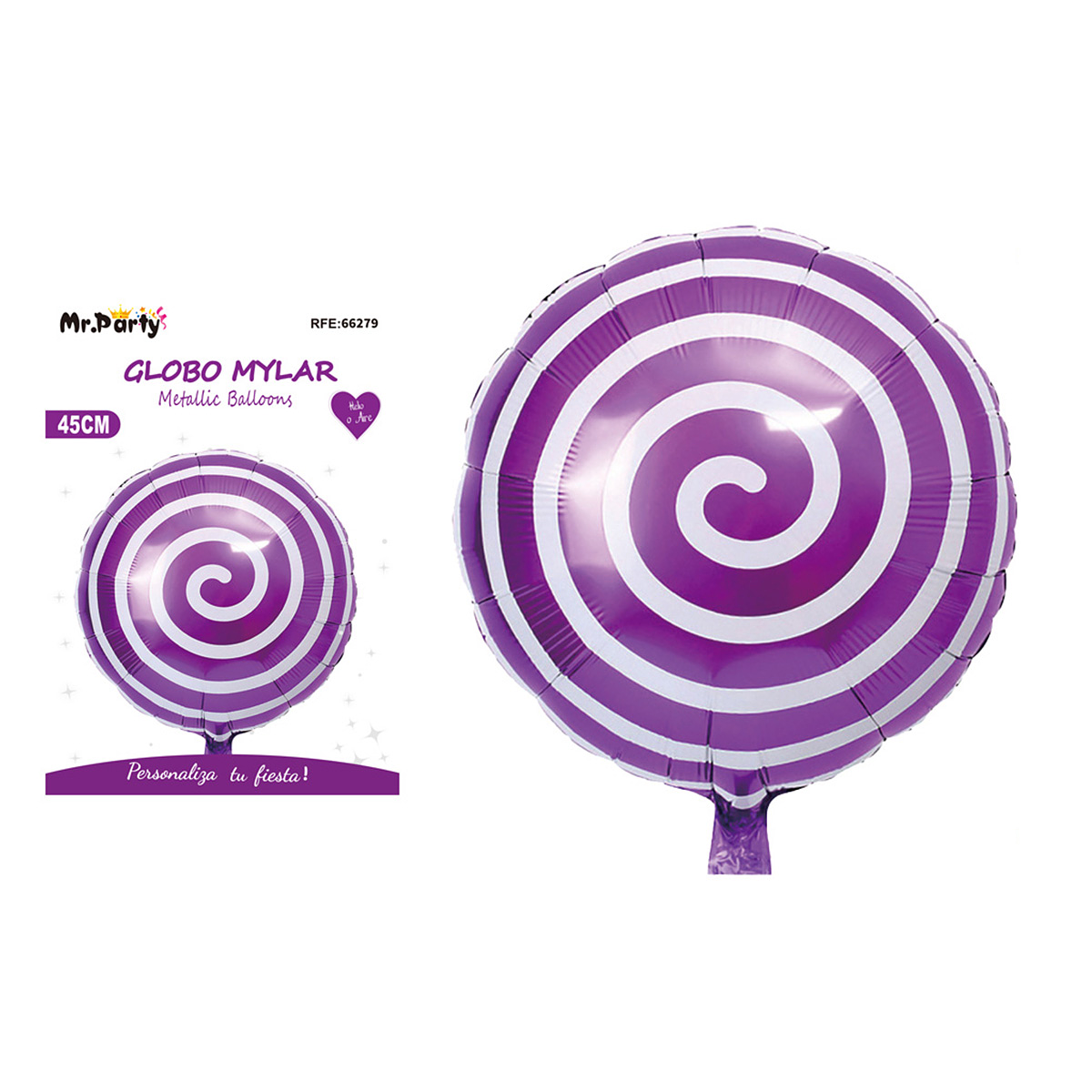 Globo metálico caramelo candy morado 45cm