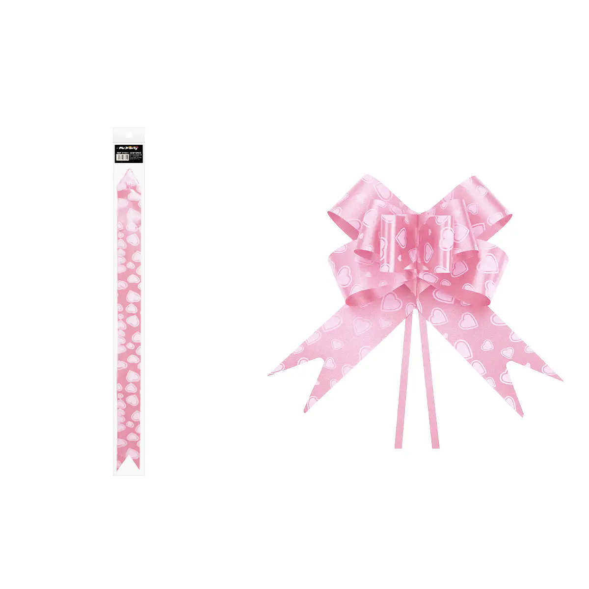 Lazo con corazón rosa 3cm 8pcs