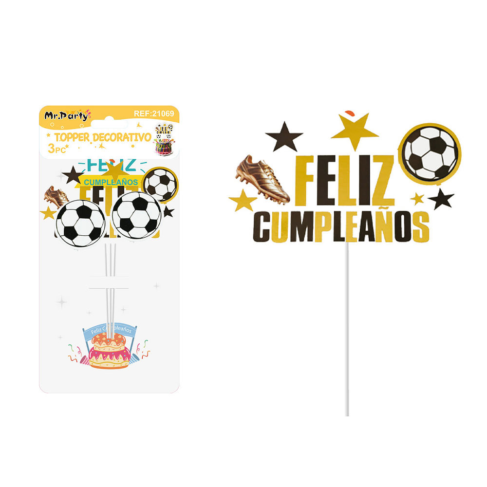 Cake Topper de fútbol 3pcs