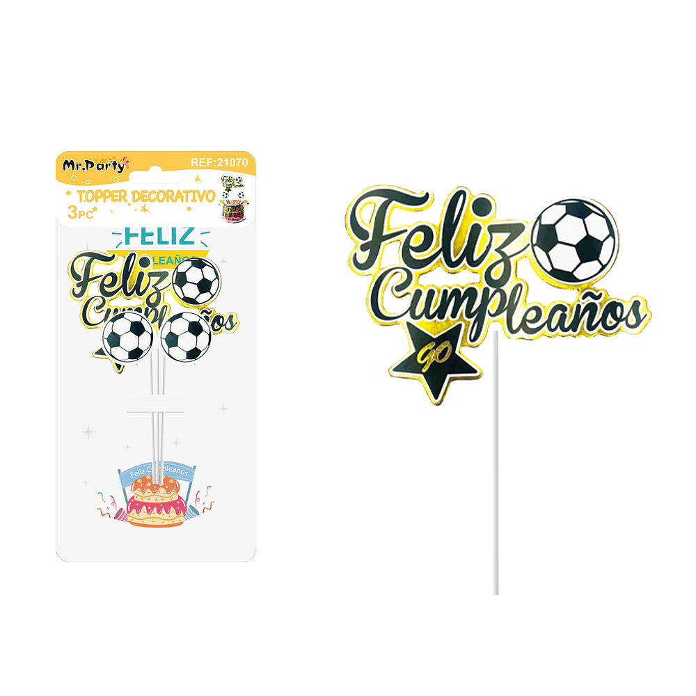 Cake Topper de fútbol 3pcs