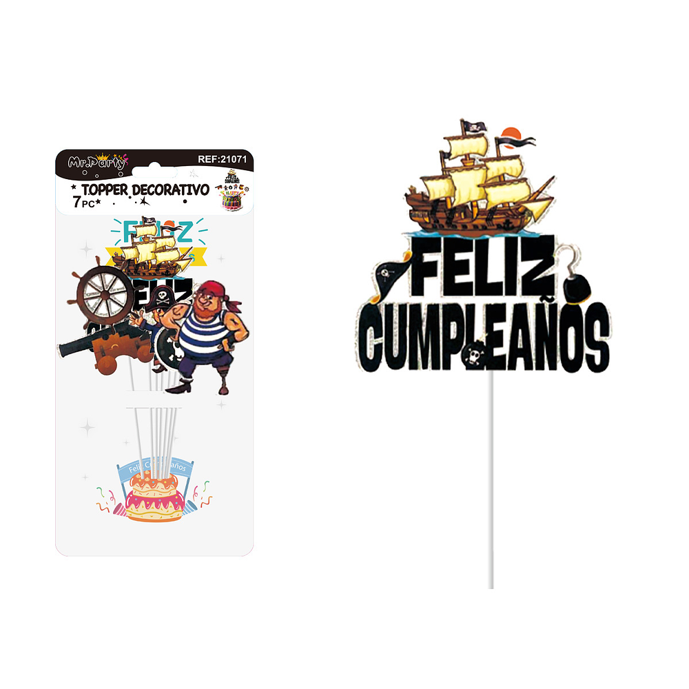 Cake Topper de pirata 7pcs