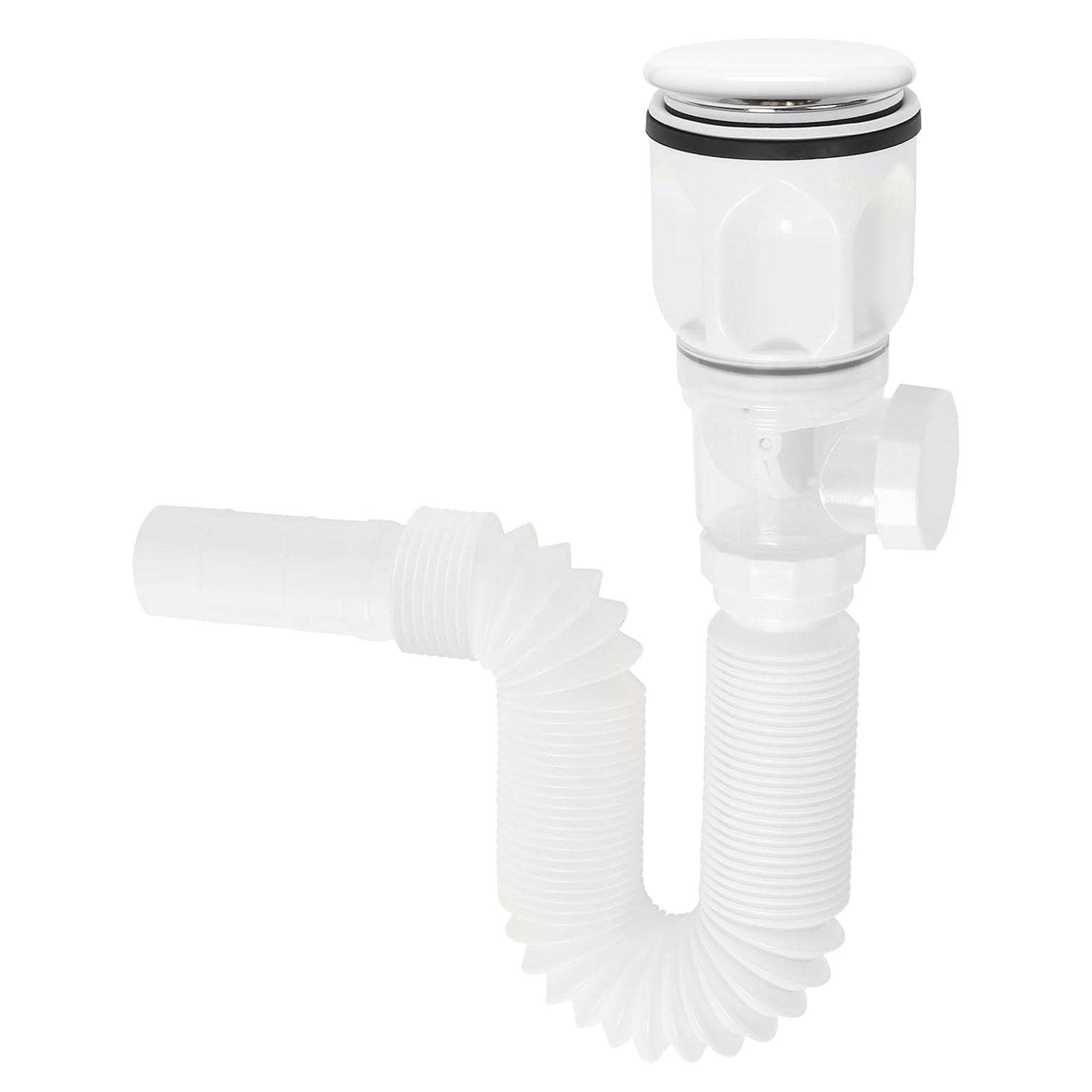 Desagüe universal con tubo sifón flexible para vanitorio | Muebles Domsa